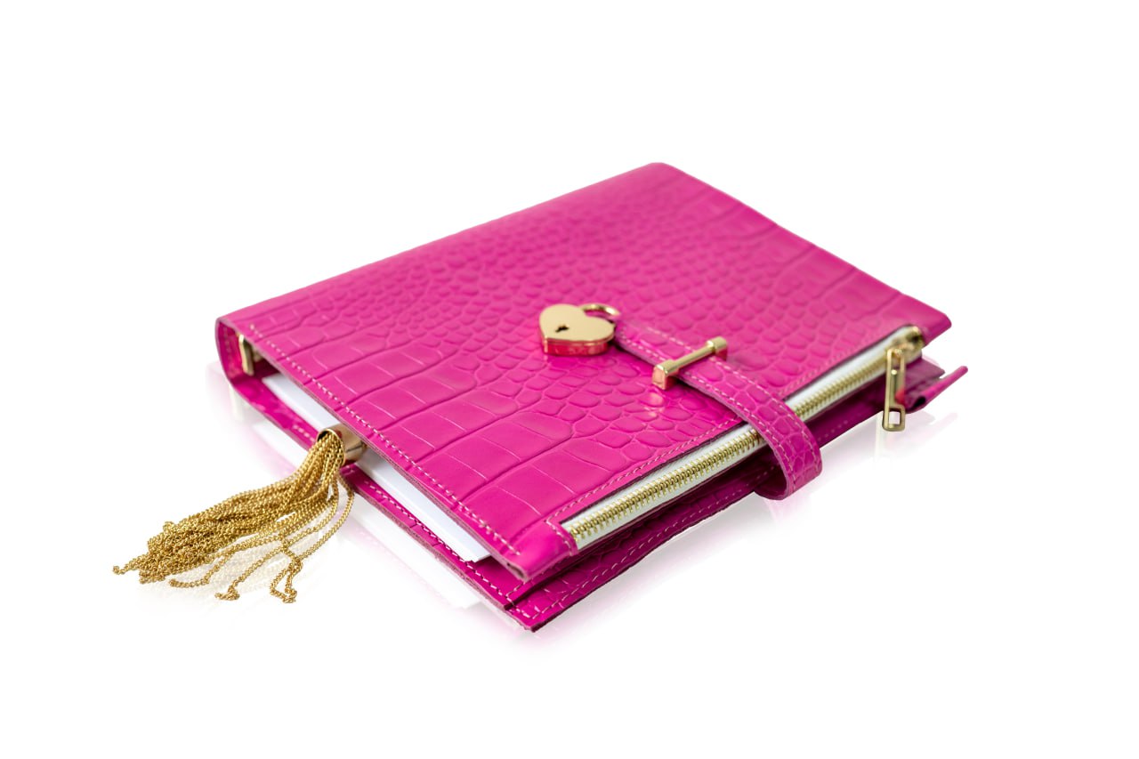 Natural Italian Leather Pink Planner A5, Ringbuch a5, Leather template ...